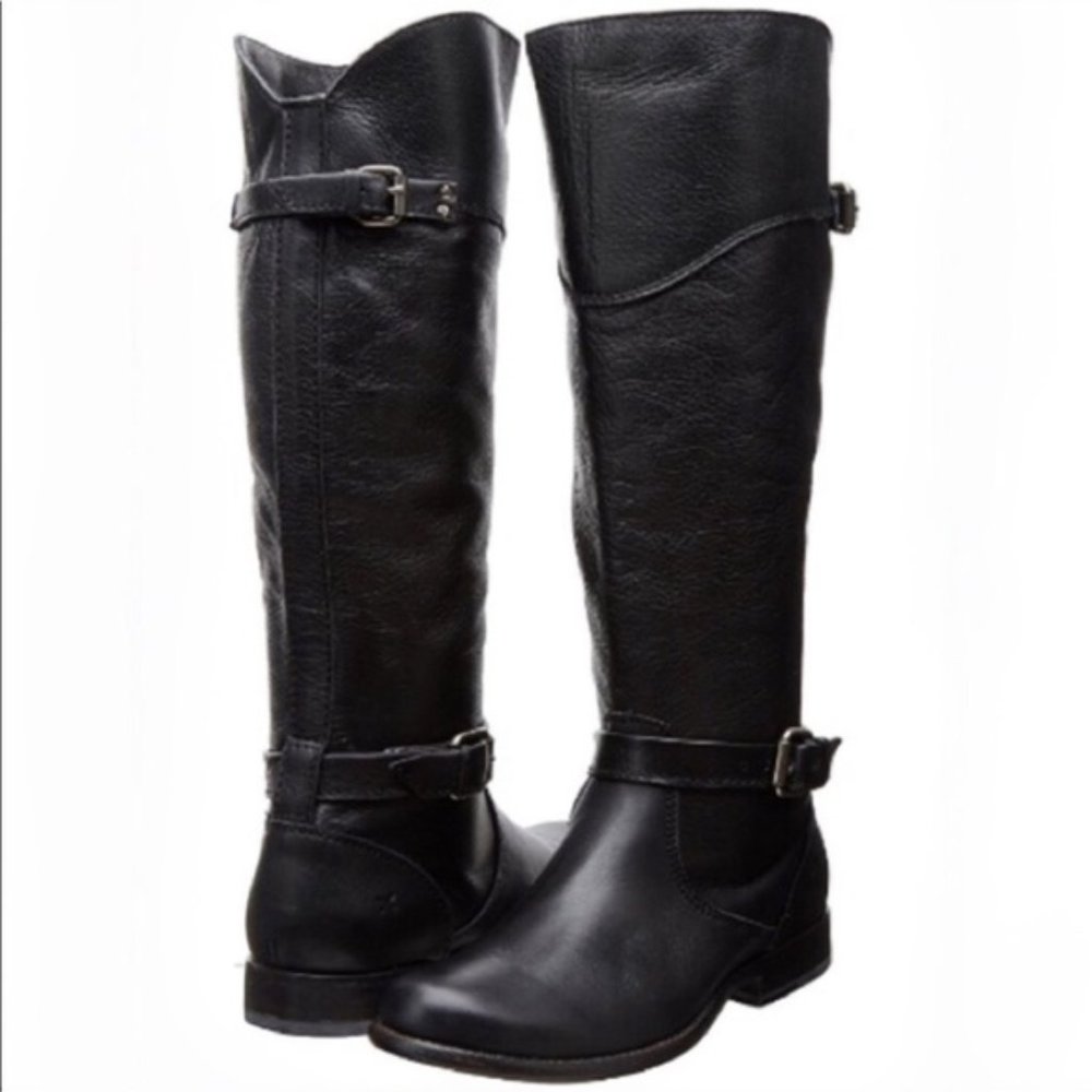 Frye Phillip Riding Boots Extended Calf 5.5 Black - Gem